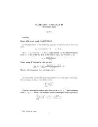 Infinite Series - Calculus - Solved Quiz - Docsity