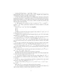 Parametric Equation - Calculus III - Exam - Docsity