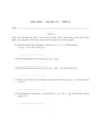 Direction of Steepest Ascent - Calculus III - Exam - Docsity