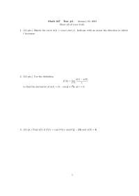 Arc Length of Curve - Calculus III - Exam - Docsity