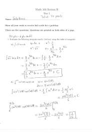 Improper Integral - Calculus - Solved Exam - Docsity