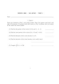 Vector Function - Calculus III - Exam - Docsity