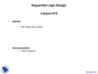 Ripple Carry Adders - Sequential Logic Design - Lecture Slides - Docsity