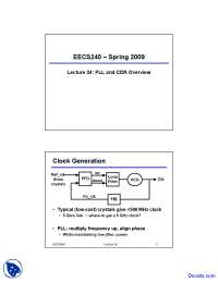 PLL and CDR Overview - Advanced Analog Integrated Circuits - Lecture ...