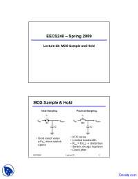 MOS Sample and Hold - Advanced Analog Integrated Circuits - Lecture Slides - Docsity