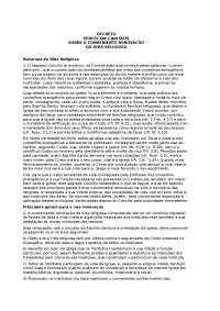 Decreto perfectae caritatis - CONCILIO VATICANO II - Docsity