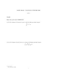 Integration by Parts - Calculus - Quiz - Docsity