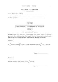 Average Value - Calculus II - Exam - Docsity