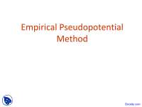Empirical Pseudopotential Method - Advanced Device Simulation - Lecture Slides - Docsity