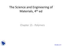 Polymers - Material Science for Engineers - Lecture Slides | Slides Material Engineering | Docsity