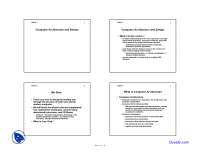 Computer Architecture - Computer Architecture and Design - Lecture ...