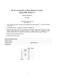 Current Source - Introduction to Microelectronic Circuits - Exam - Docsity