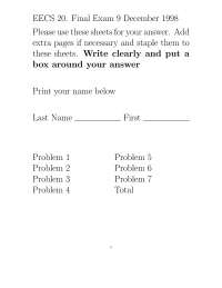 Smallest - Structure and Interpretation of Systems and Signals - Exam - Docsity