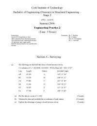 Closed Traverse Survey - Engineering Practice - Old Exam Paper - Docsity
