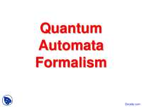 Quantum Automata Formalism - Quantum Computing - Lecture Slides - Docsity