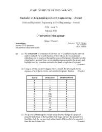Timely Completion of Project - Construction and Management - Past Paper ...