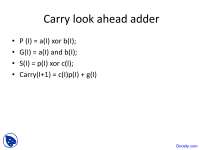 Carry Look Ahead Adder - Computer Science - Lecture Slides - Docsity