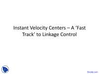 Instant Velocity Centers - Kinematic and Mechatronics - Lecture Slides - Docsity