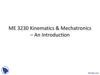 Introduction - Kinematic and Mechatronics - Lecture Slides - Docsity