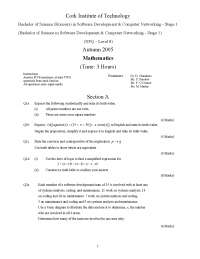 Turning Point - Mathematics - Past Exam - Docsity