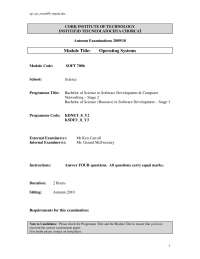 Scheduling Algorithms - Operating System - Exam Paper - Docsity