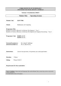 Deadlock Avoidance - Operating System - Exam Paper | Exams Computer Science - Docsity