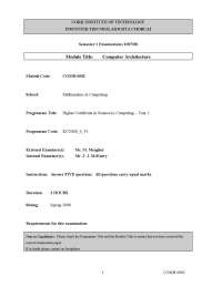 ComputerArchitecture - Computer Architecture - Past Exam - Docsity