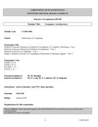 Input Multiplexer - Computer Architecture - Past Exam - Docsity