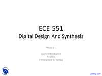 Introduction to Verilog - Digital Design and Synthesis - Lecture Slides - Docsity