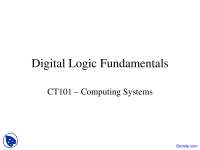 Digital Logic Fundamentals - Computing System - Lecture Slides - Docsity