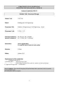 Execution Control - Introduction to Structural Design - Old Exam Paper ...
