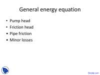 General Energy Equation - Fluid Mechanics - Lecture Slides - Docsity