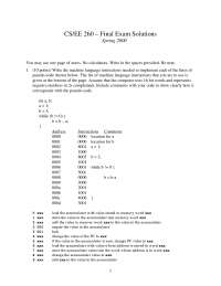 Machine Language - Organization and Logical Design - Solved Exam - Docsity