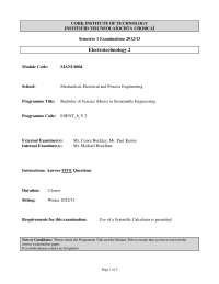 Single Phase Circuit - Electrotechnology and Control - Exam | Exams Electrical Engineering | Docsity