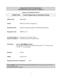 Measuring Element - Control System Engineering - Exam - Docsity