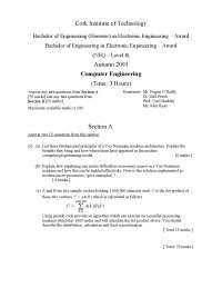 Von Neumann machine architecture - Computer Engineering - Exam - Docsity