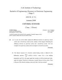 Closed-Loop control system - Control Systems - Exam - Docsity