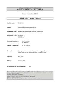 Multiplexer - Digital Systems - Exam - Docsity