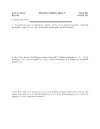 Equivalence - Discrete Math - Quiz - Docsity