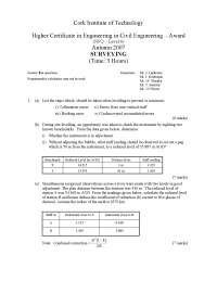 Coefficient of Refraction - Surveying - Old Exam Paper - Docsity