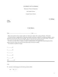 Terminal Symbols - Programming Languages and Compilers - Exams - Docsity