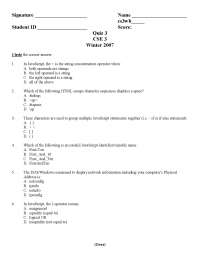 Correct Sequence - Computer Science - Quiz - Docsity