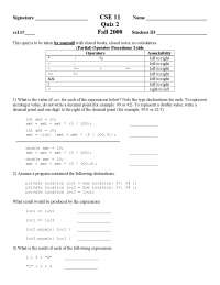 Code Fragment - Computer Science - Quiz - Docsity