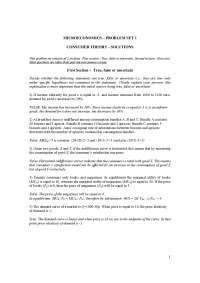 Microeconomics Consumer Theory - Problem set with solutions - Docsity