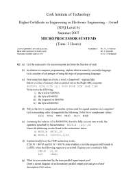 CMP Instruction - Microprocessor Systems - Exam - Docsity