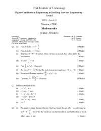 Manufacturing Process - Mathematics - Exam - Docsity