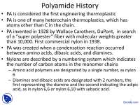 Polyamide History - Polymer Materials - Lecture Slides - Docsity