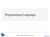 Imperative Languages - Modern Programming Languages - Lecture Slides - Docsity