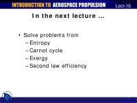 Second Law Efficiency - Introduction to Aerospace Propulsion - Lecture Slides - Docsity