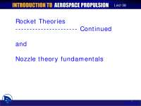 Rocket Theories - Introduction to Aerospace Propulsion - Lecture Slides - Docsity